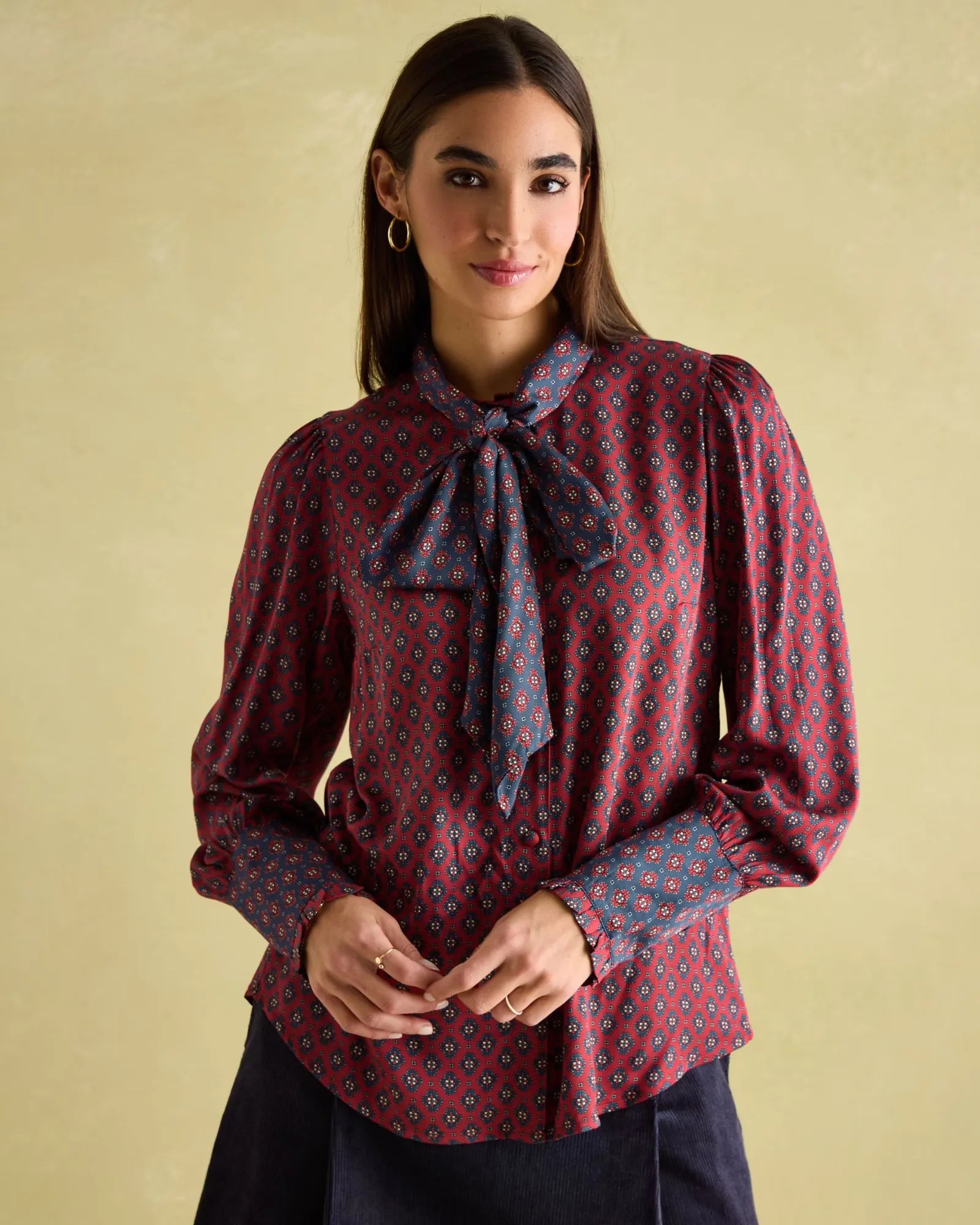 Joules Everly Red Tie Neck Blouse – Beacon