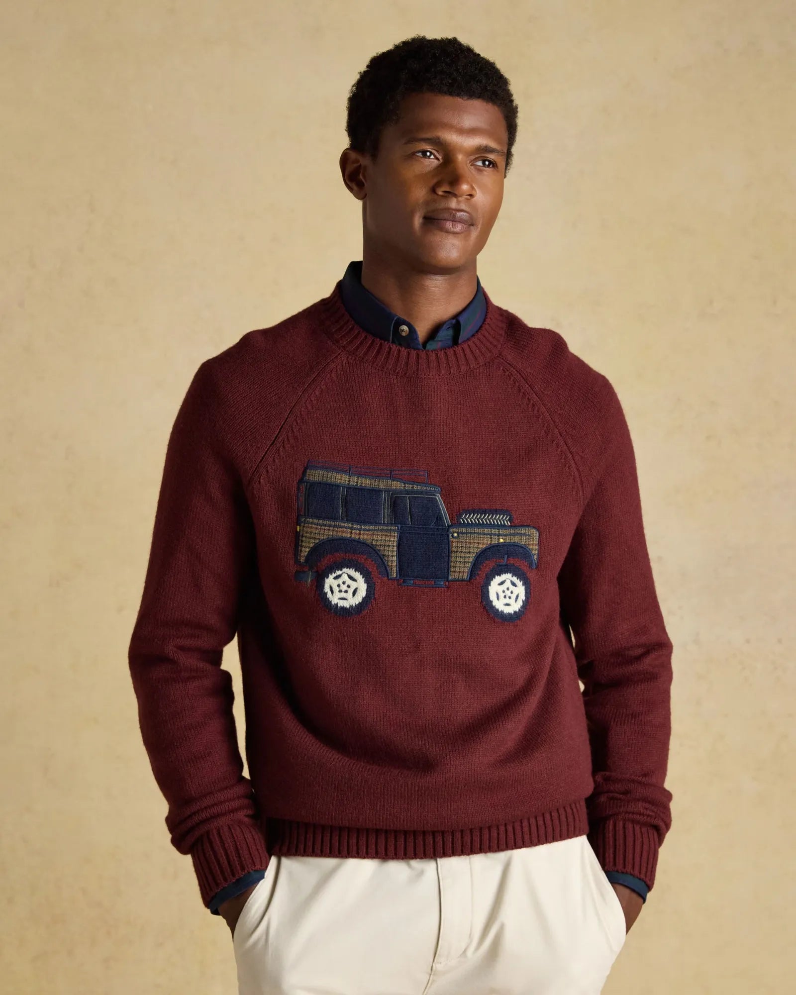 Joules 4x4 Burgundy Red Intarsia Crew Neck Jumper – Beacon