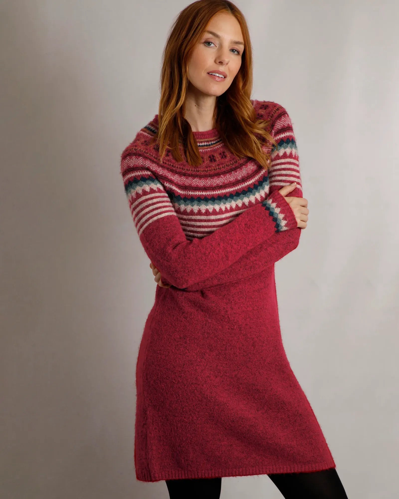 Weird Fish Blakely Rhubarb Eco Fair Isle Knitted Dress – Beacon