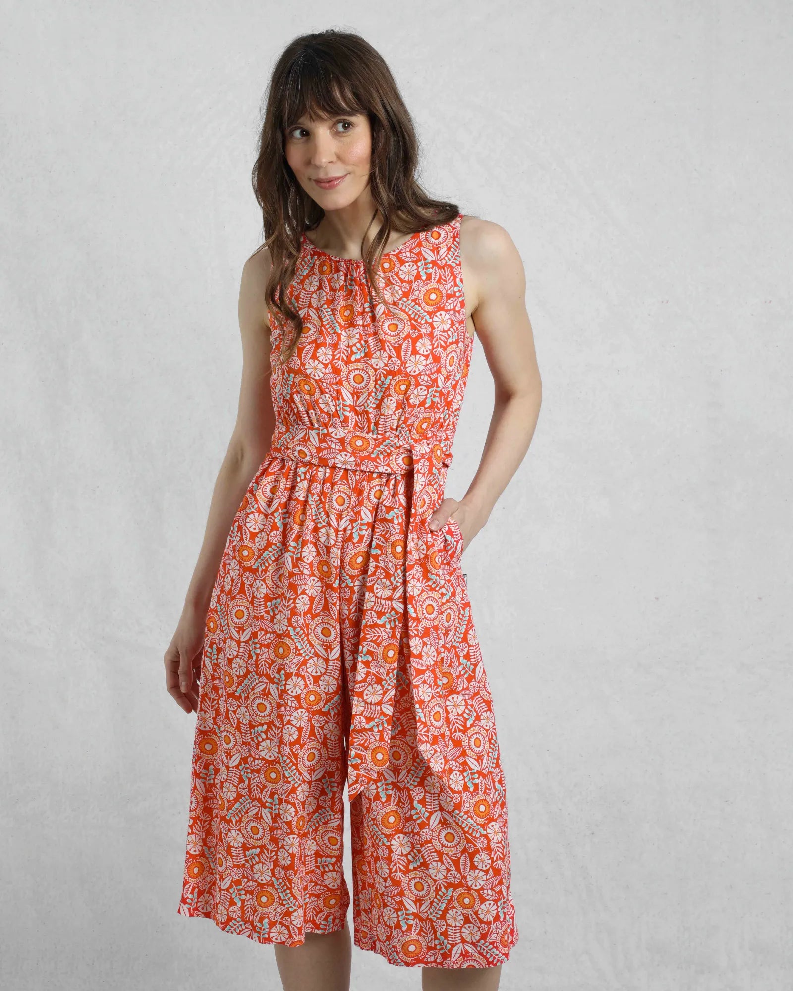 Weird Fish Nalani Tango Red LivaEco™ Printed Viscose Jumpsuit – Beacon